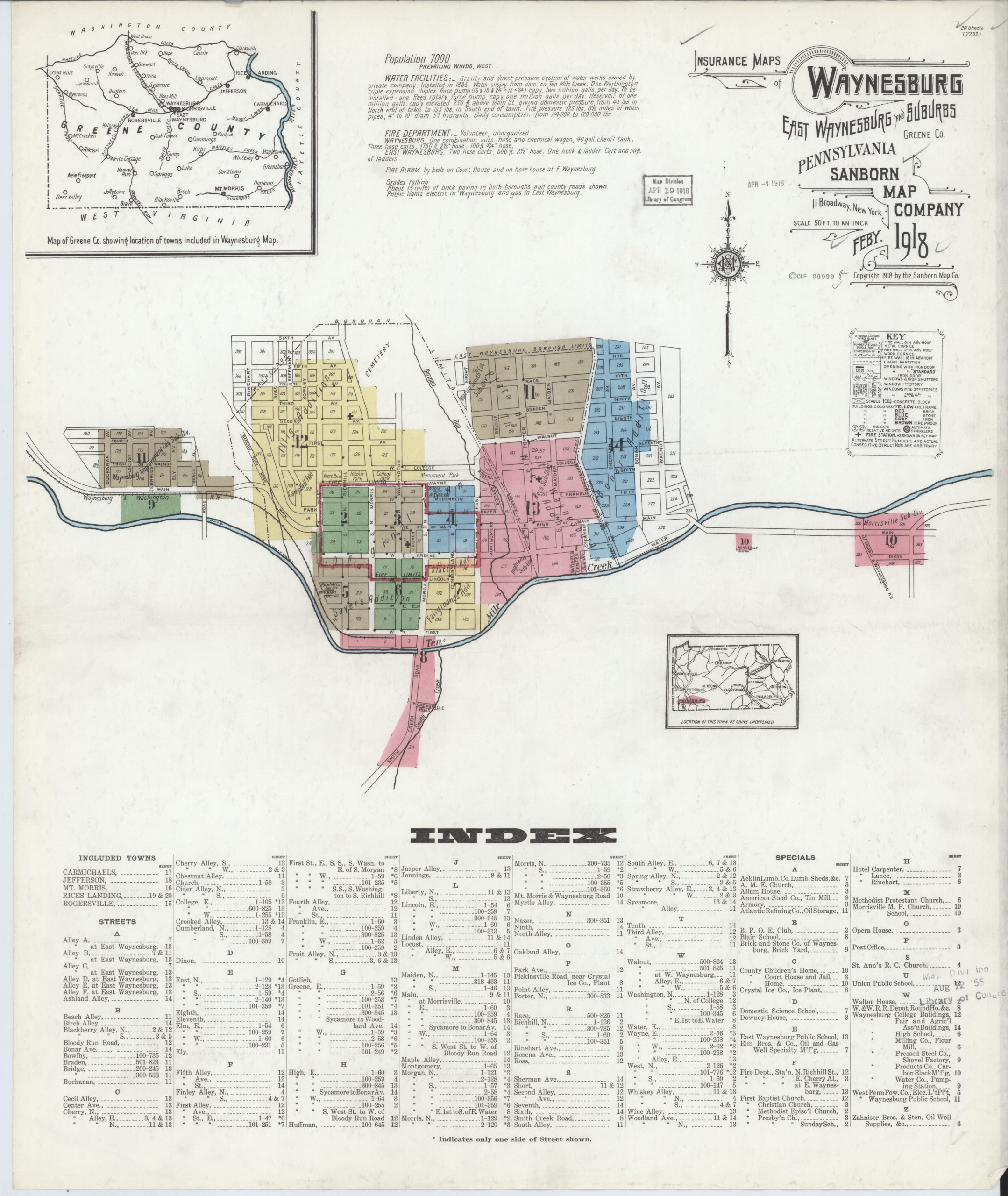 Waynesburg, Pennsylvania (1918) - Sanborn Fire Maps
