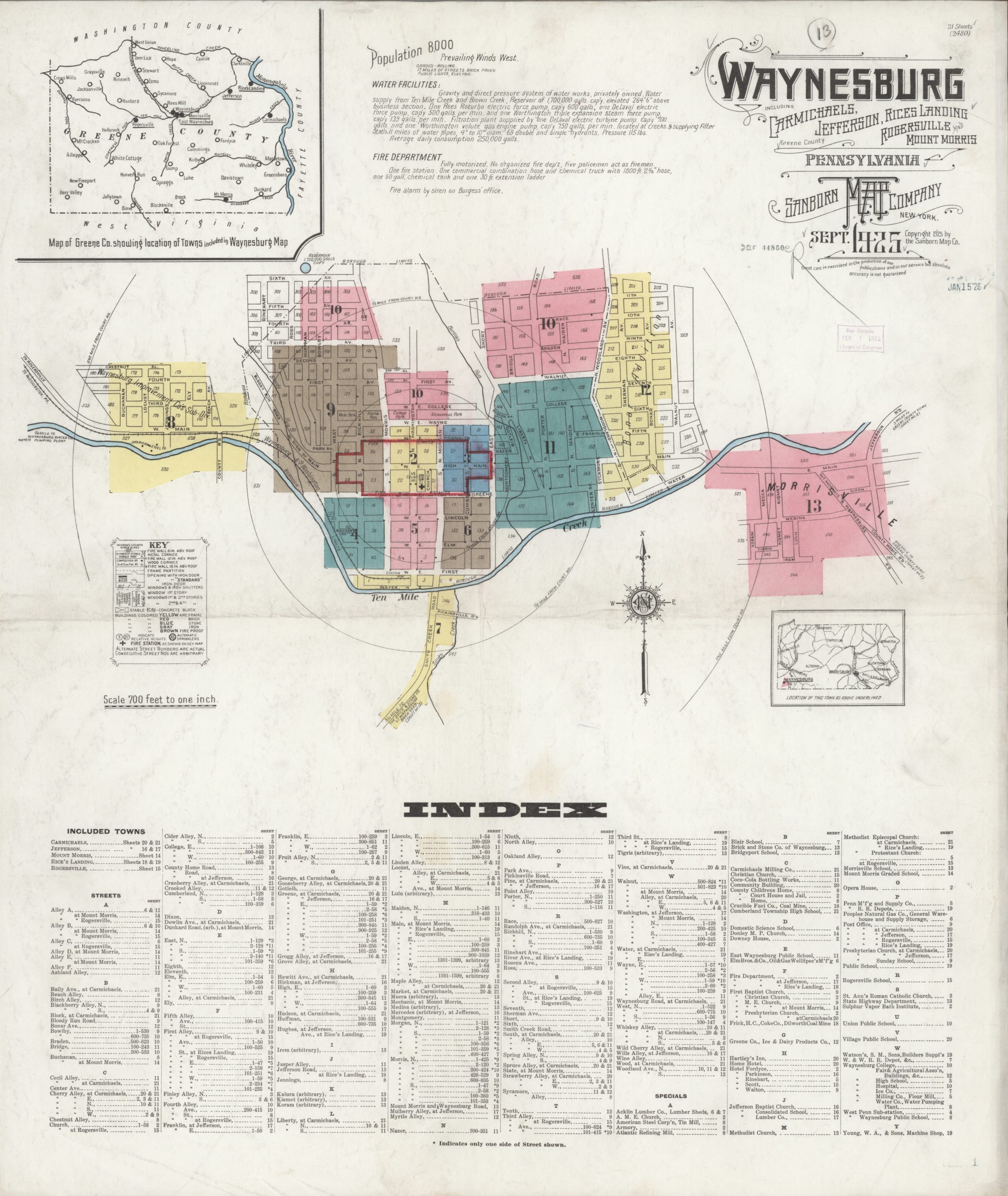 Waynesburg, Pennsylvania (1925) - Sanborn Fire Maps
